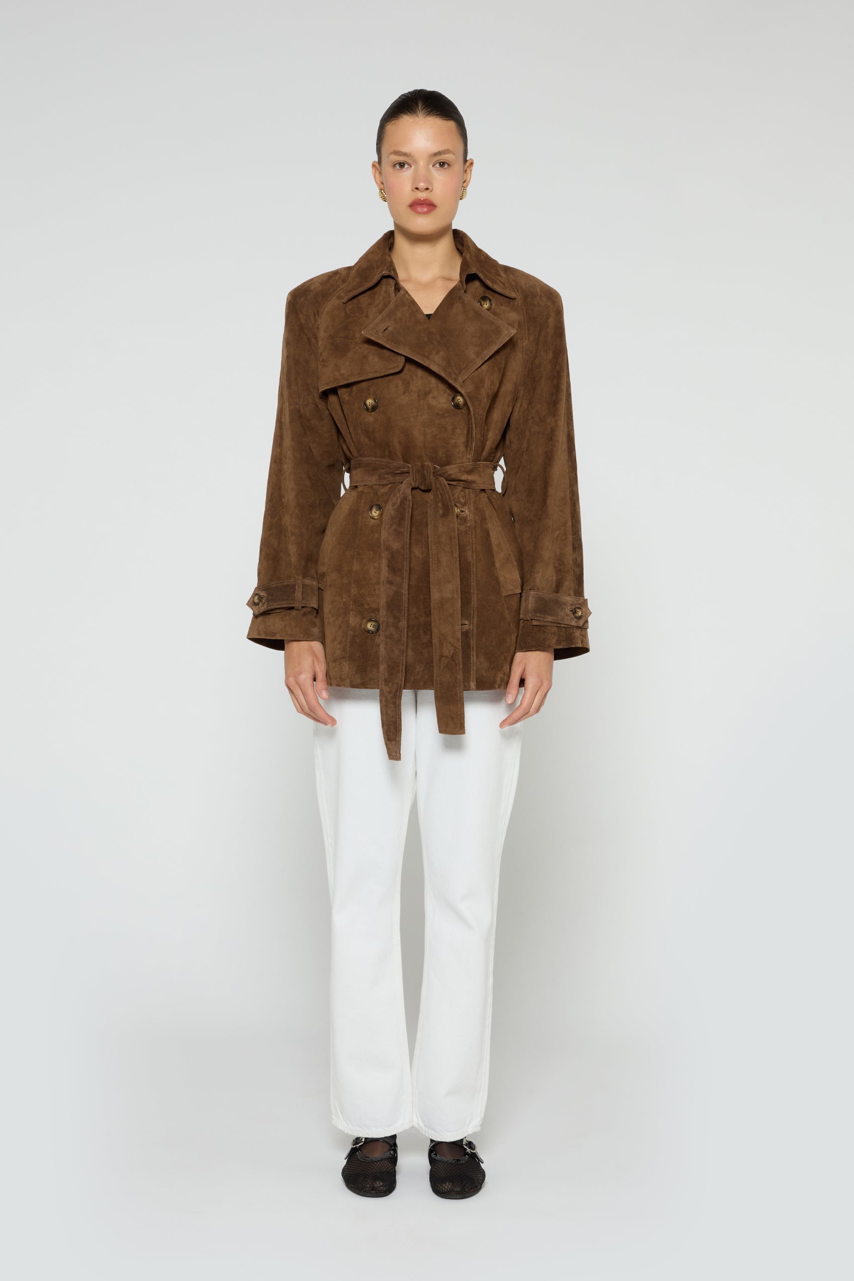 Lisa Suede Belted Jacket – DUCIE